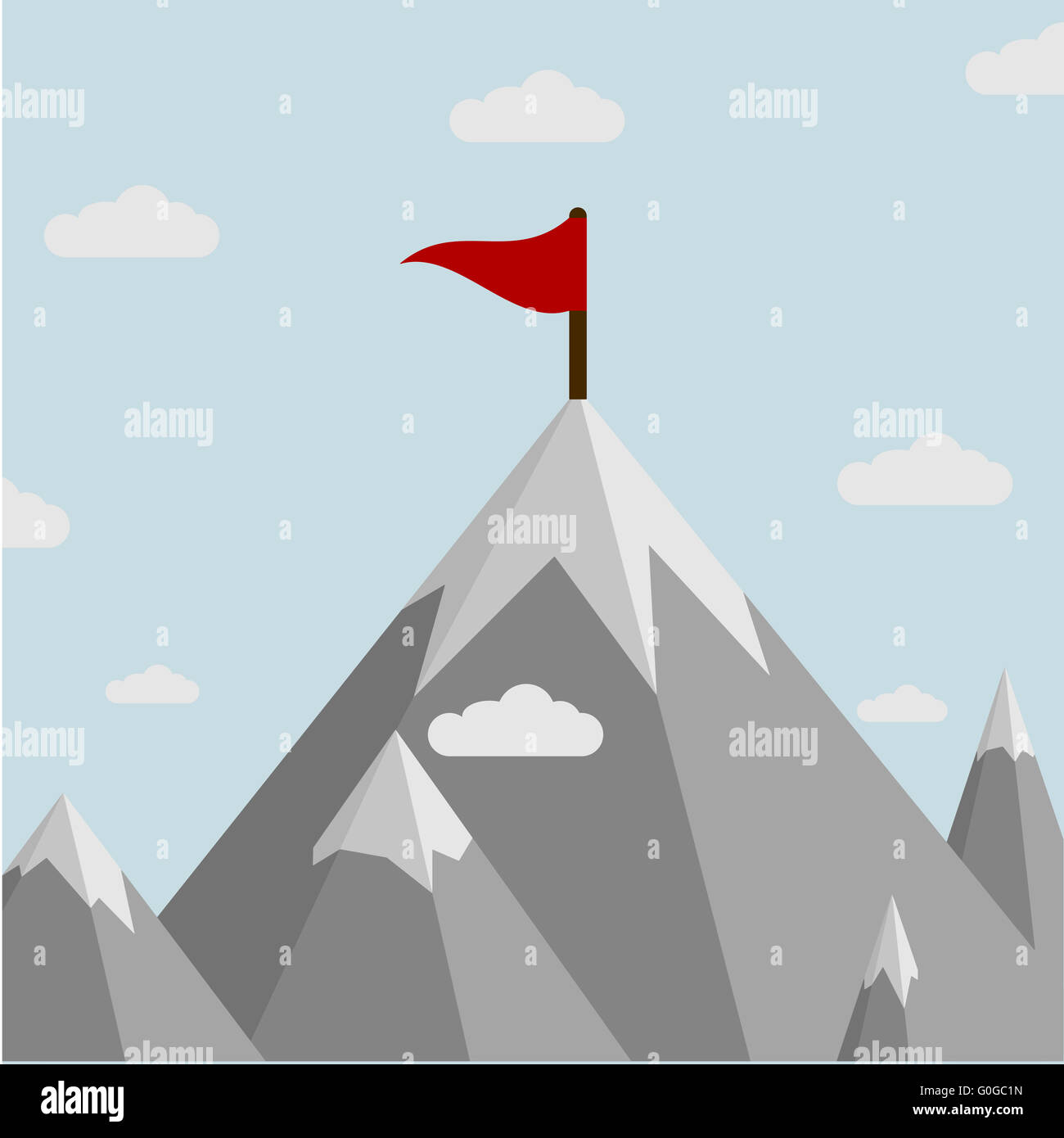 Mountain with flag Stock Photo - Alamy