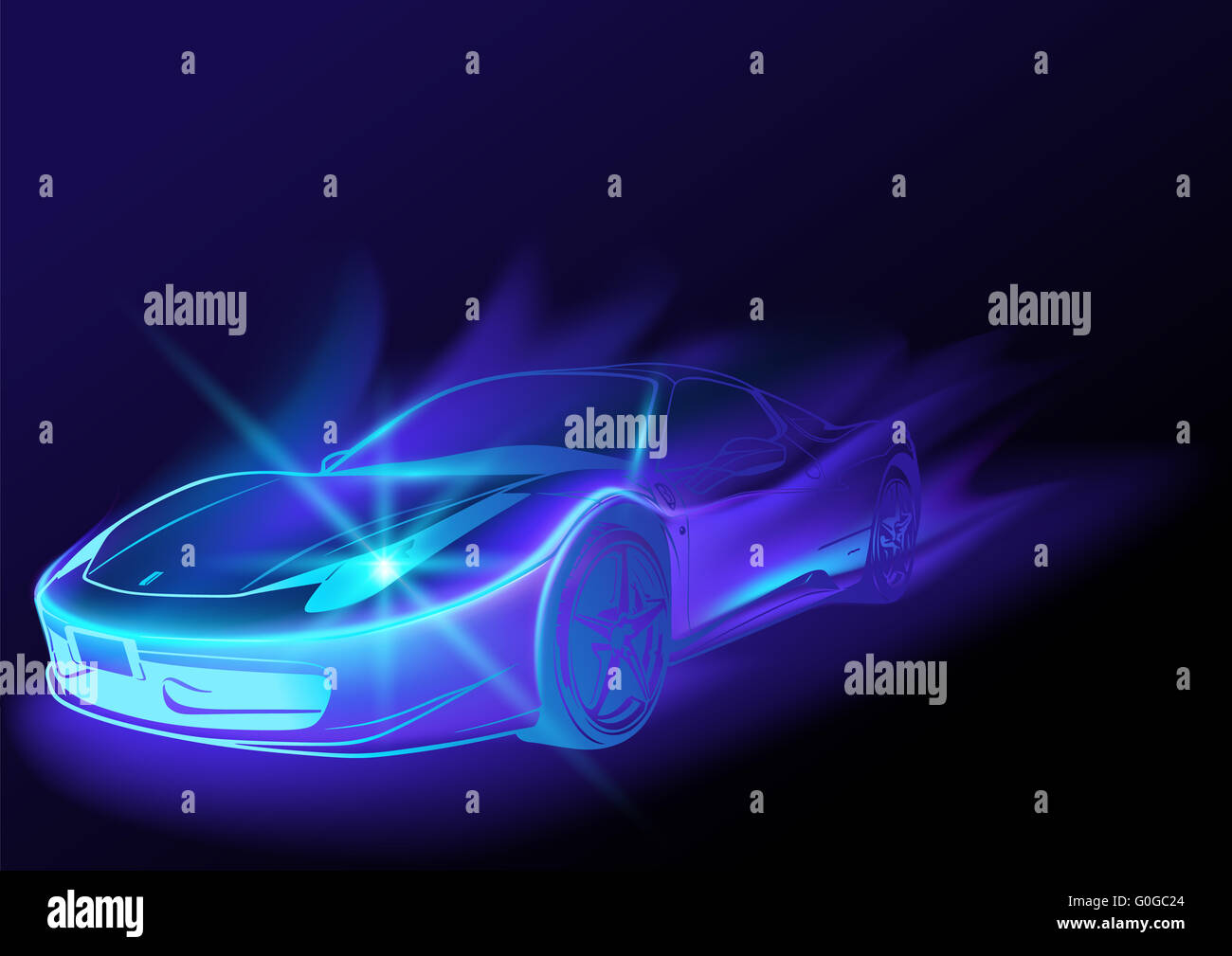 Blue Glowing Car Stock Photo - Alamy
