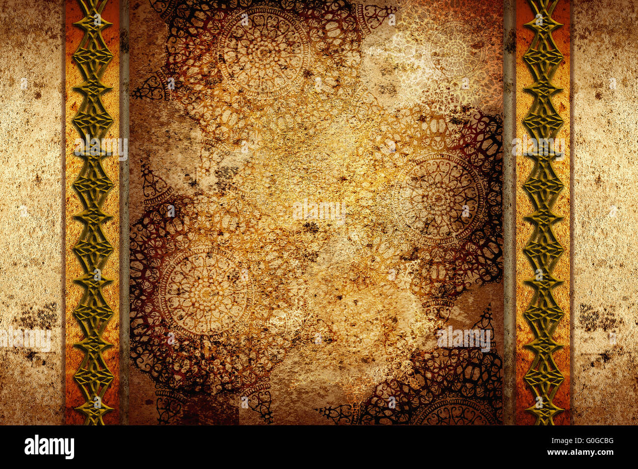 Beige vintage background with patterns and border Stock Photo - Alamy