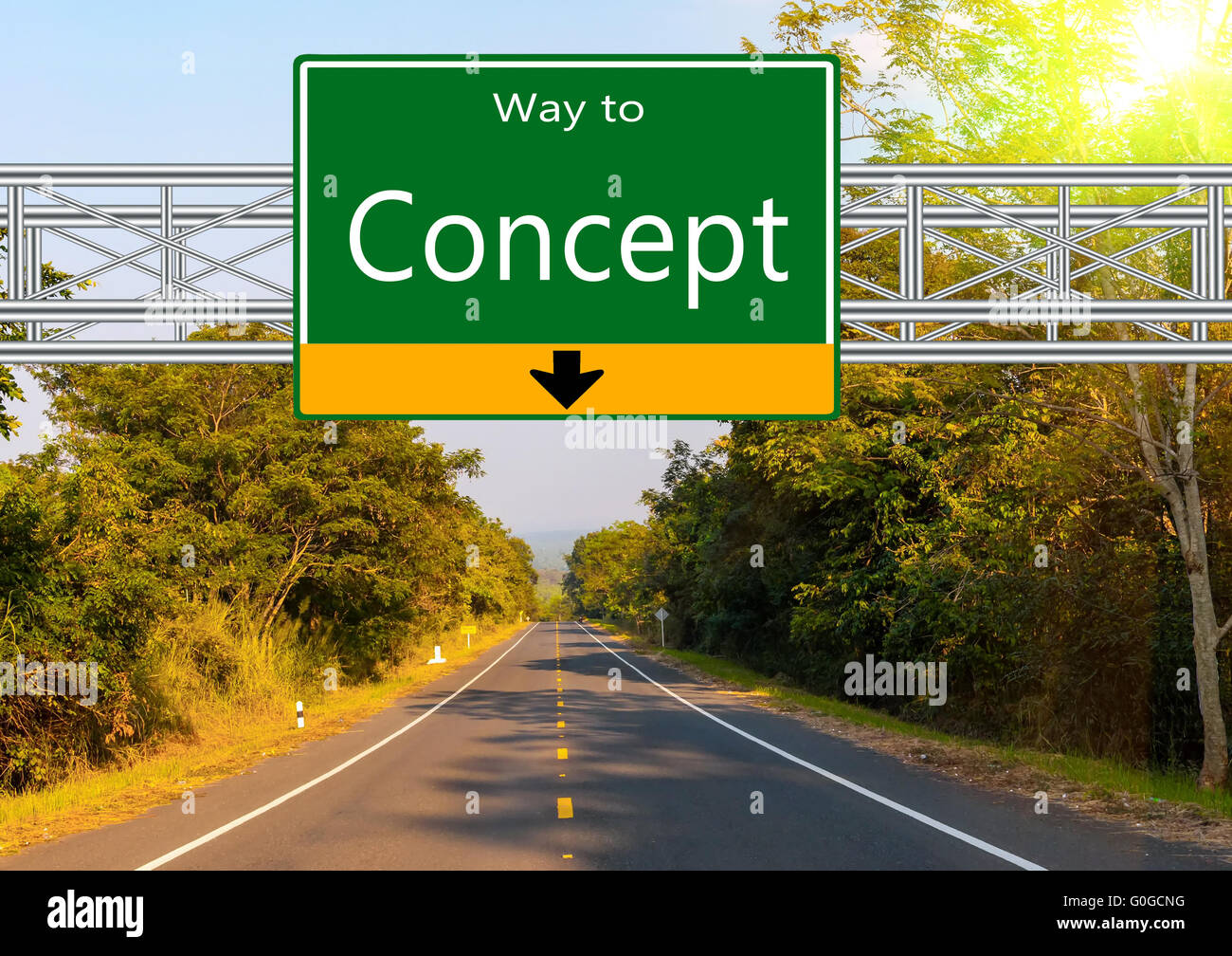 Road Sign concept Country Road and landscape Stock Photo - Alamy