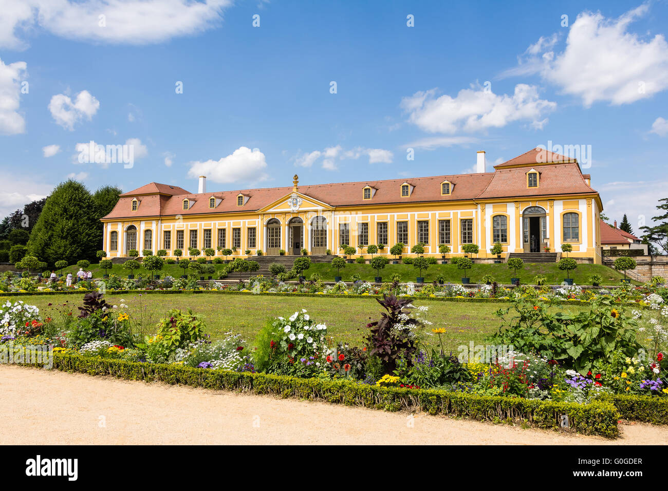 Baroque garden and Friedrich Palace in Grosssedlitz Stock Photo - Alamy