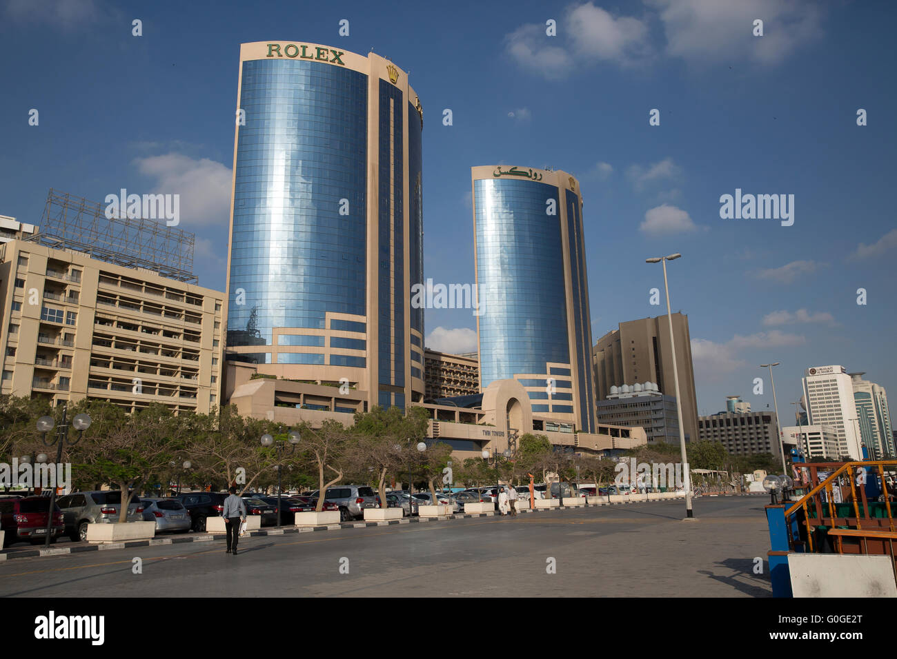 Blue skies over the Rolex towers Deira Dubai UAE Stock Photo - Alamy
