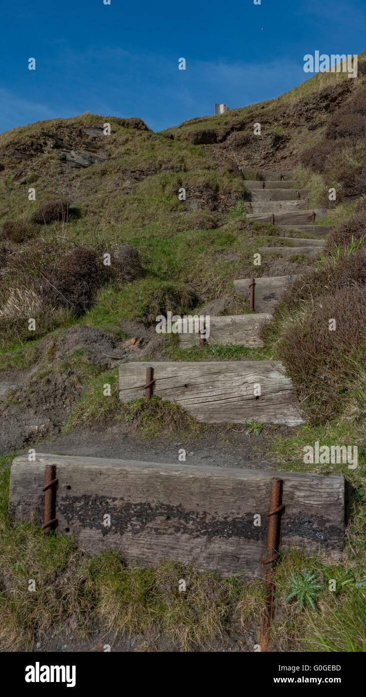 Wooden stairs leading up Stock Photo - Alamy