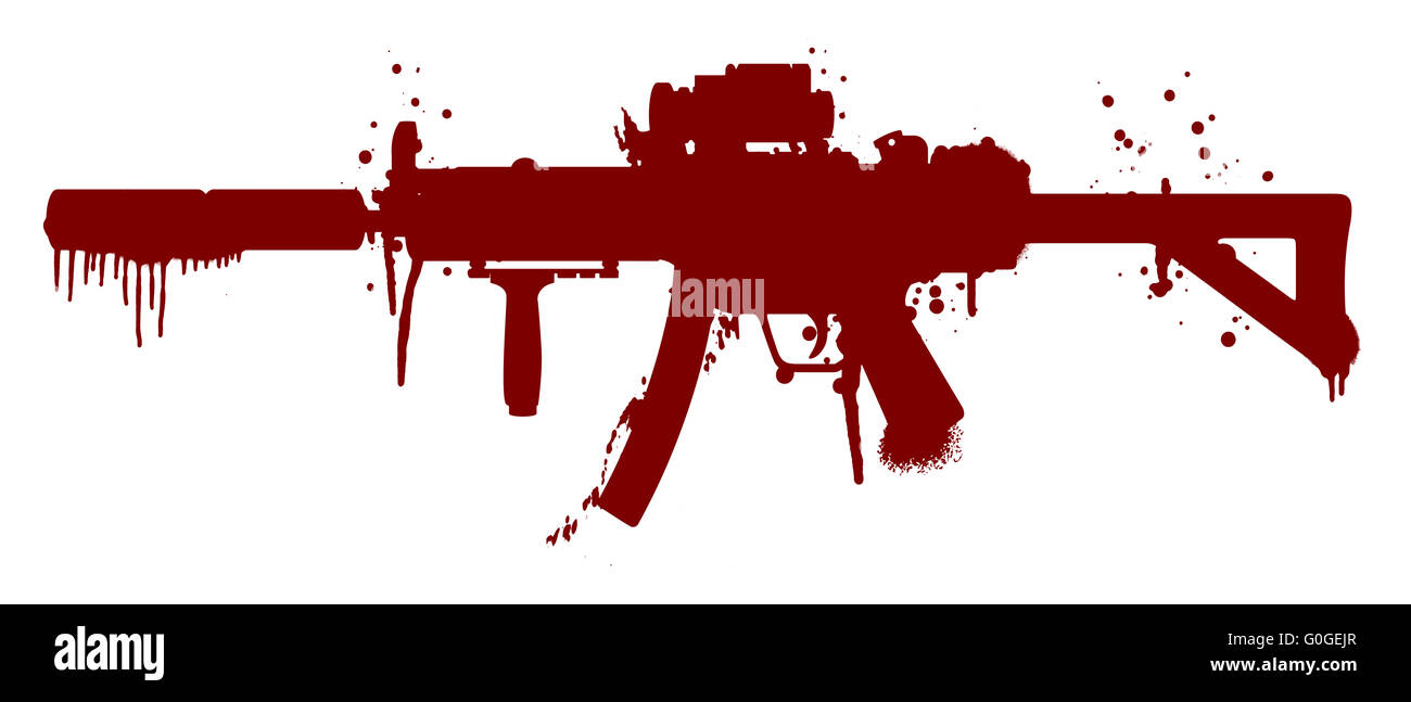 machine gun with blood Stock Photo - Alamy