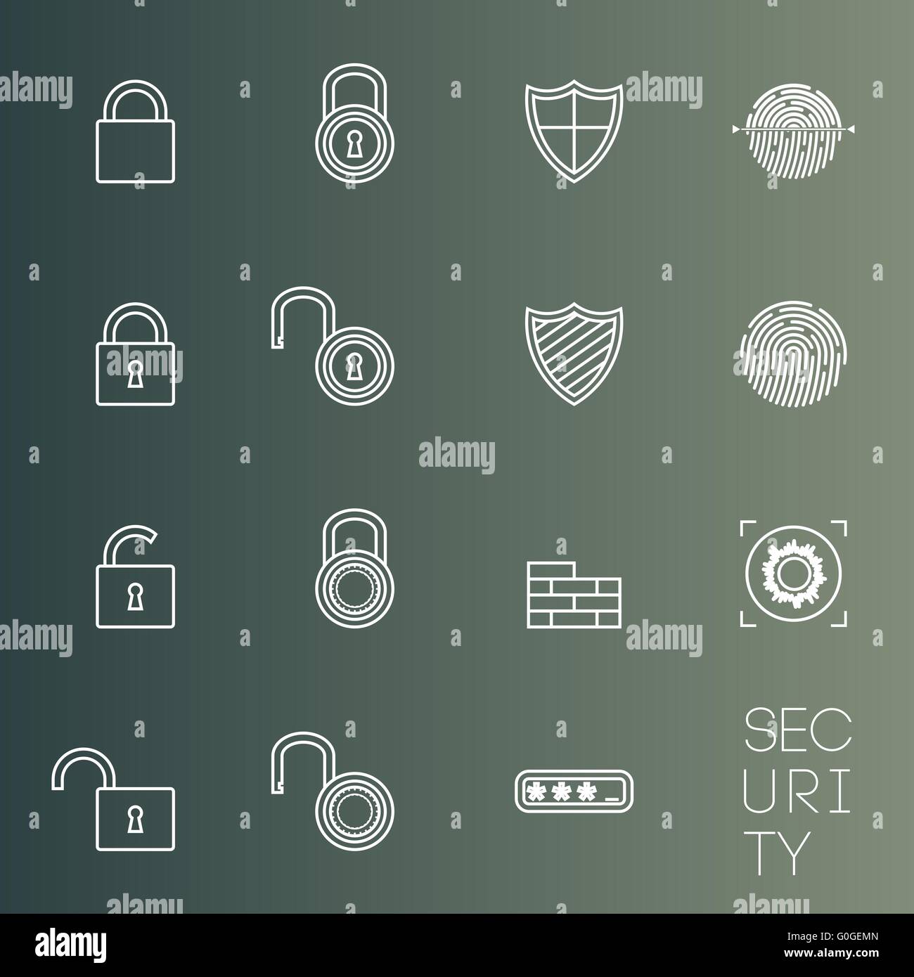 Security icons thin lines styled Stock Photo - Alamy