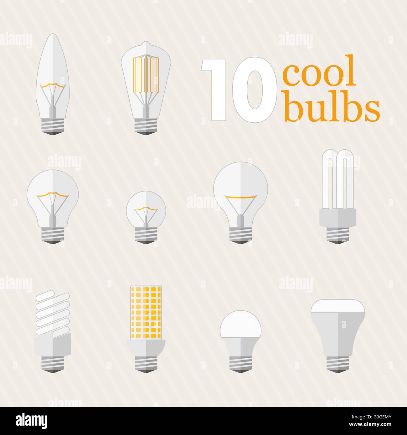 Set of 10 different bulbs Stock Photo - Alamy