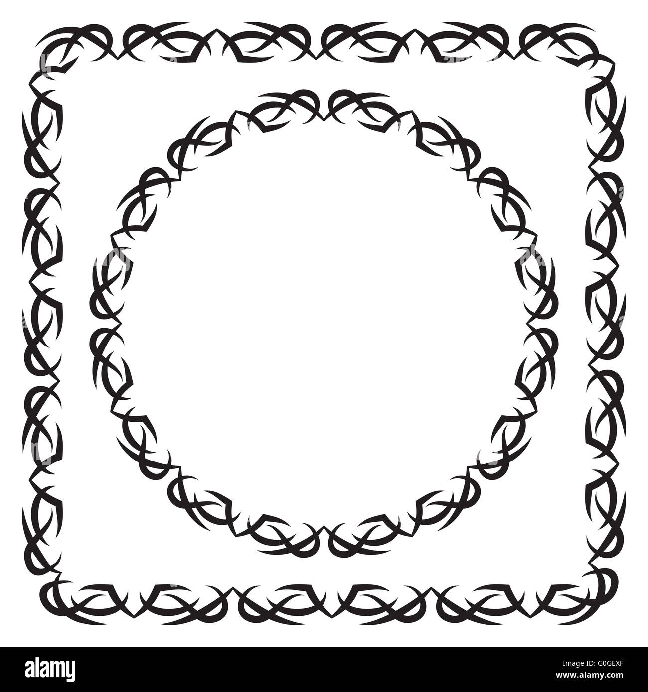 vector illustration. set. square and round decorated frame Stock Photo ...