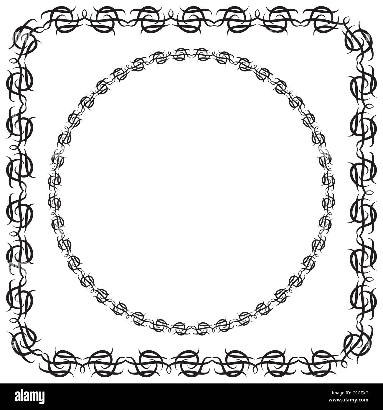 vector illustration. set. square and round decorated frame Stock Photo ...