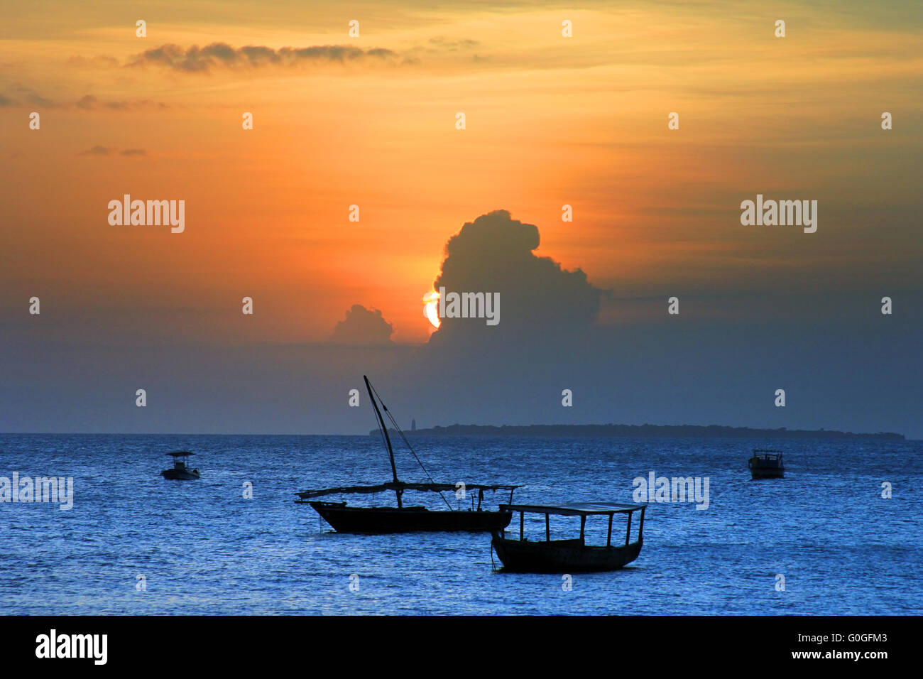 Boats in ocean Stock Photo - Alamy