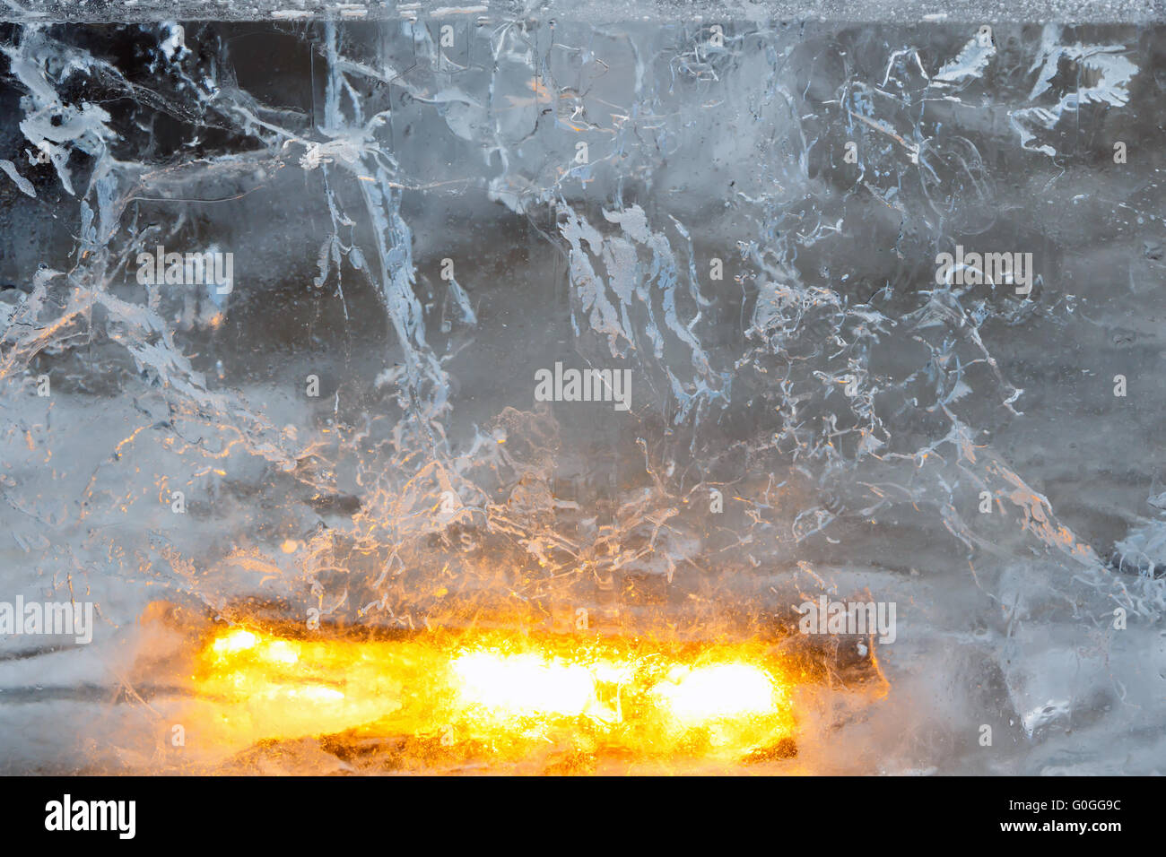Glacial transparent block of ice with patterns Stock Photo - Alamy
