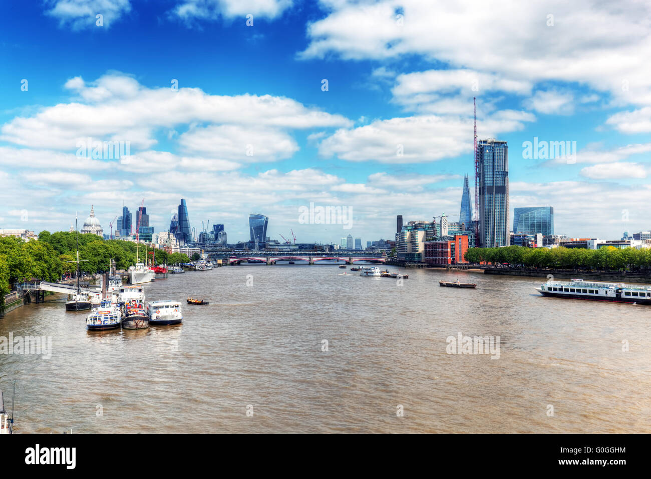 London, UK. View on River Thames and St Paul#39;s Cathedral, the city ...