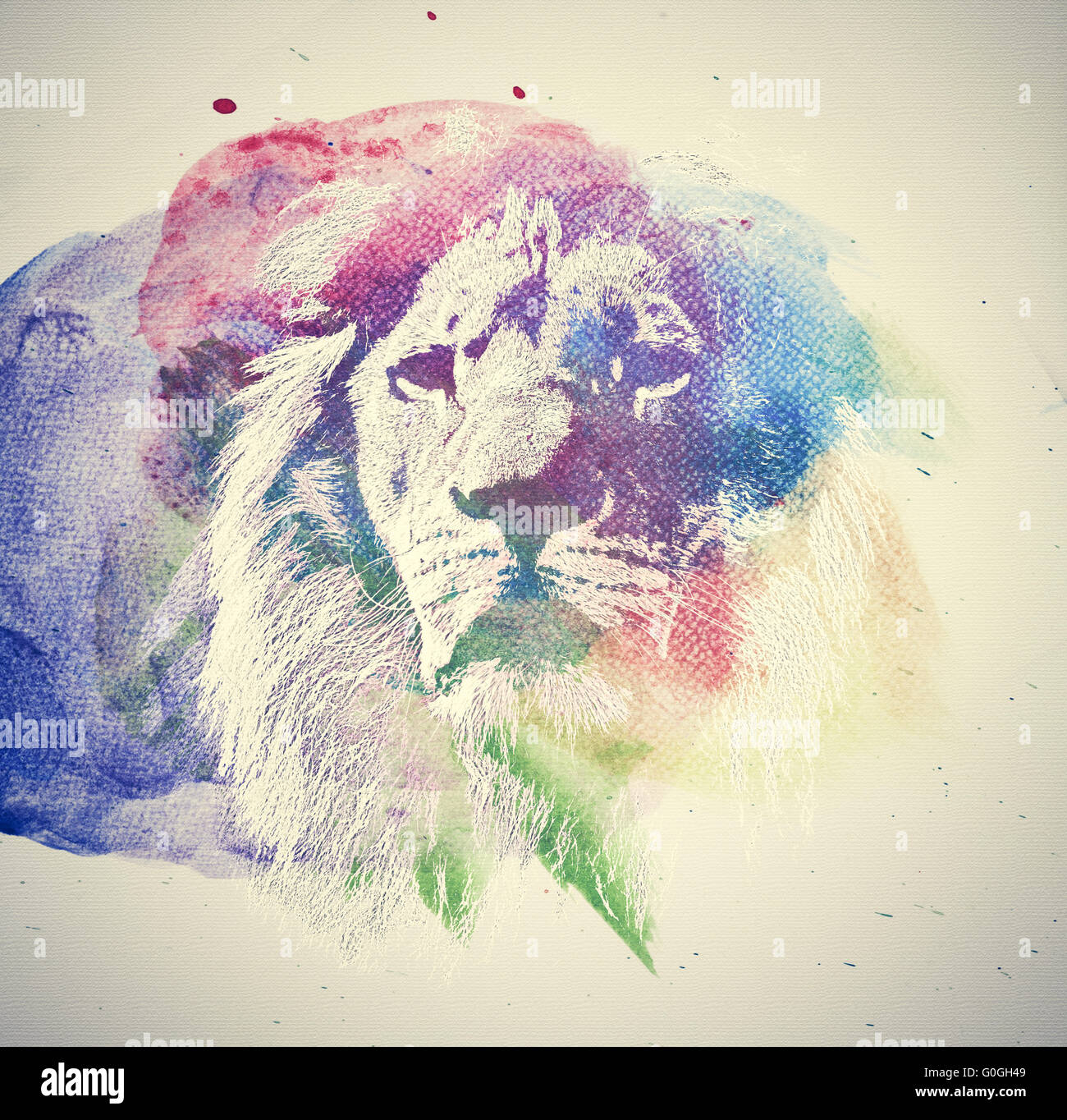 Watercolor Lion Face