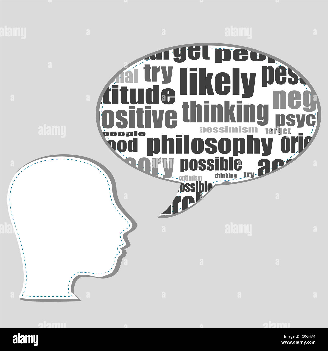 Head shape with marketing concept words isolated on white background ...