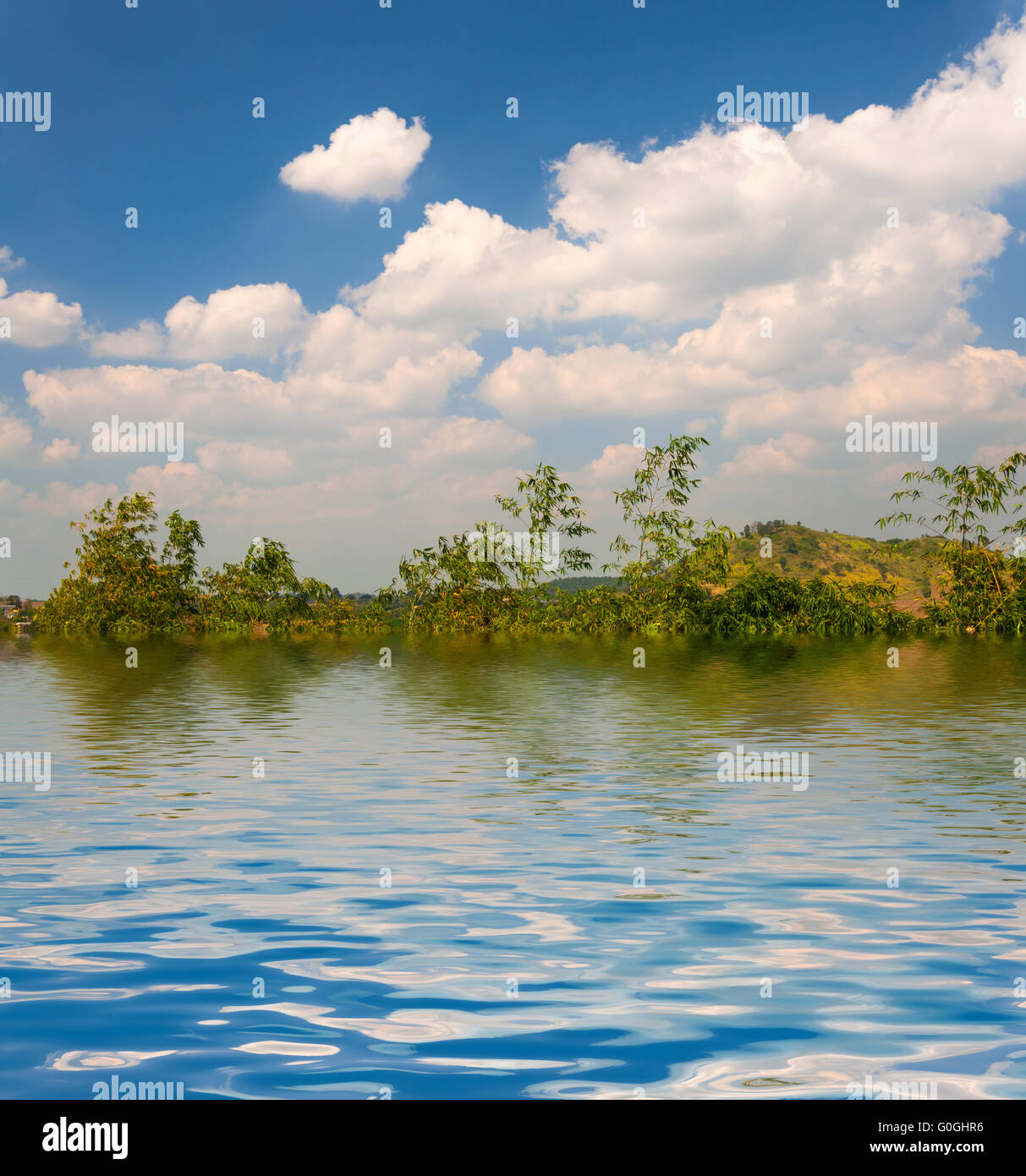 Surface Rippled of water with clouds and sky background Stock Photo - Alamy
