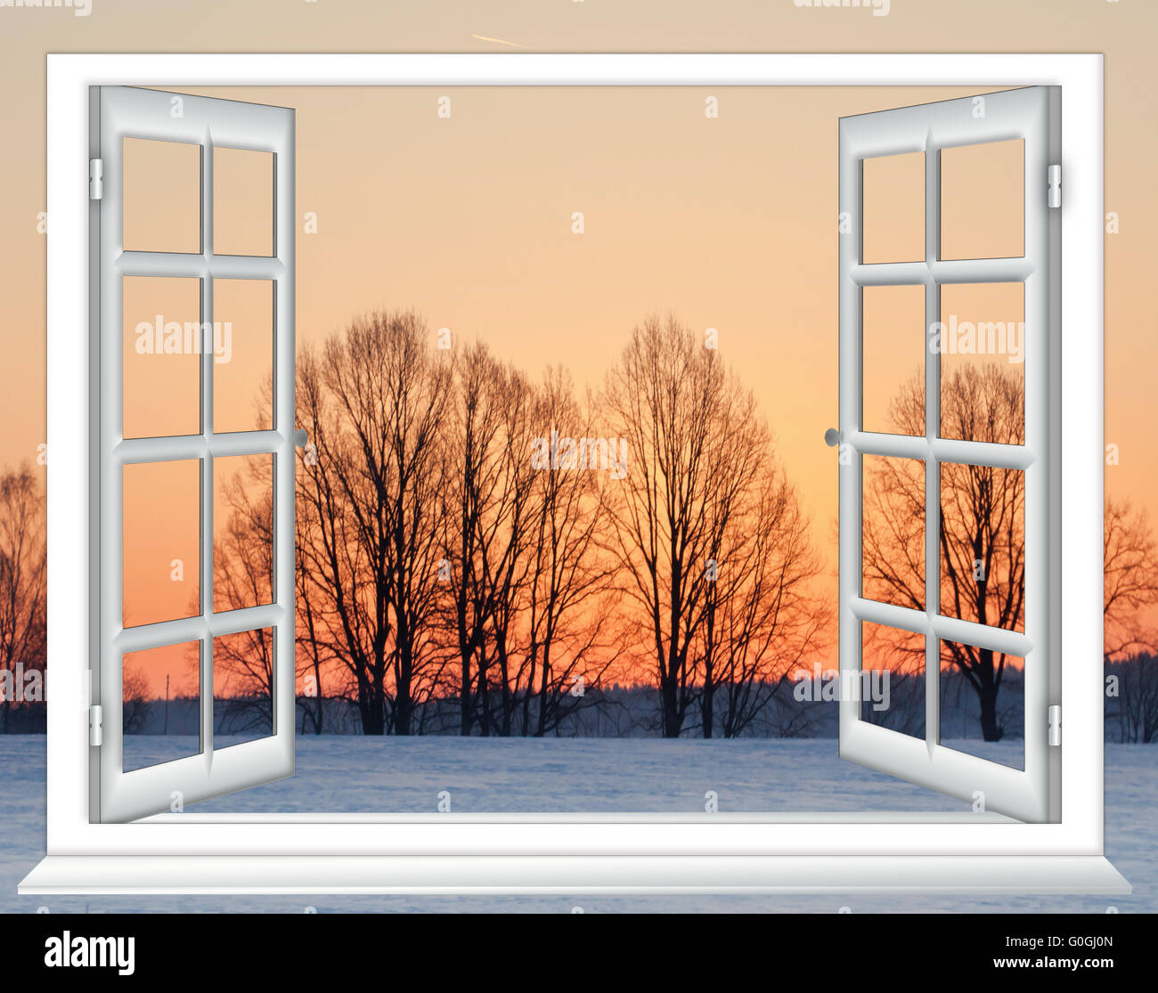 Snow scene outside window hi-res stock photography and images - Alamy