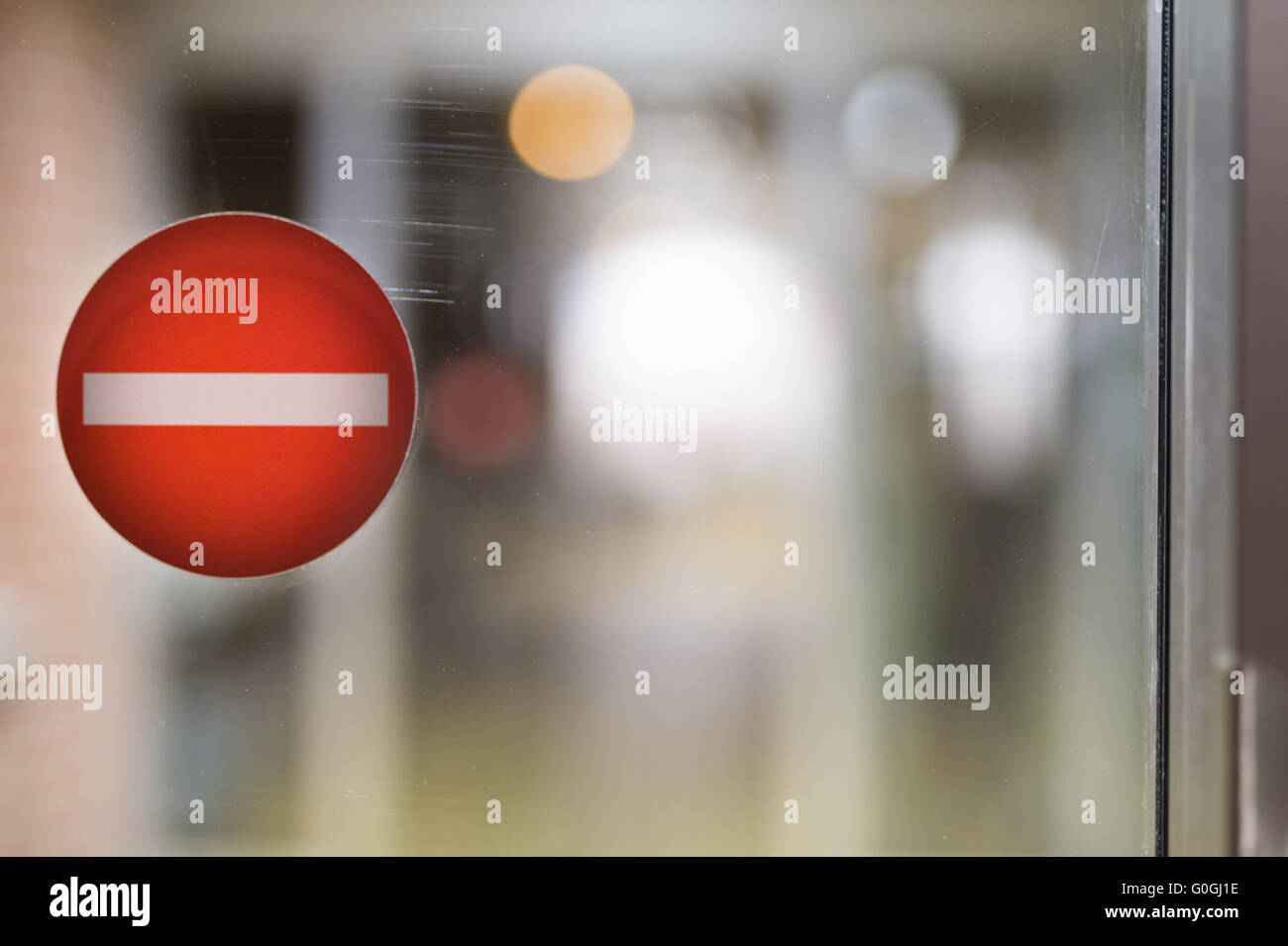 Traffic sign No entry on the door of a shop Stock Photo - Alamy