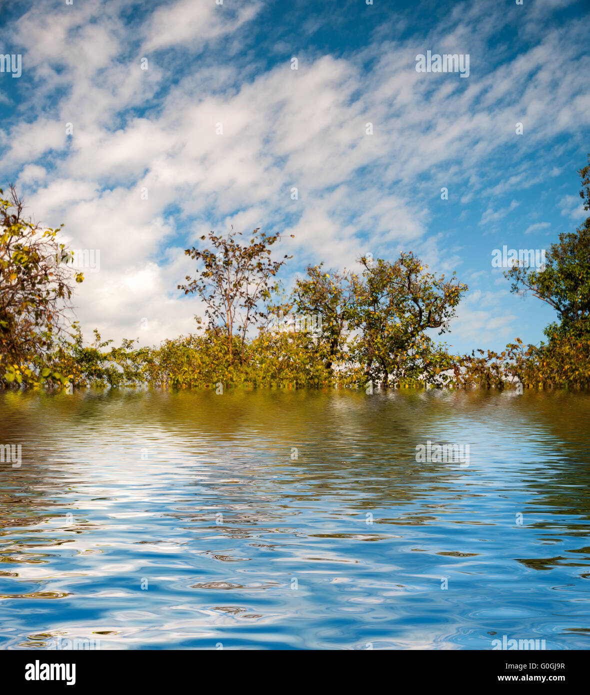 Surface Rippled of water with clouds and sky background Stock Photo - Alamy