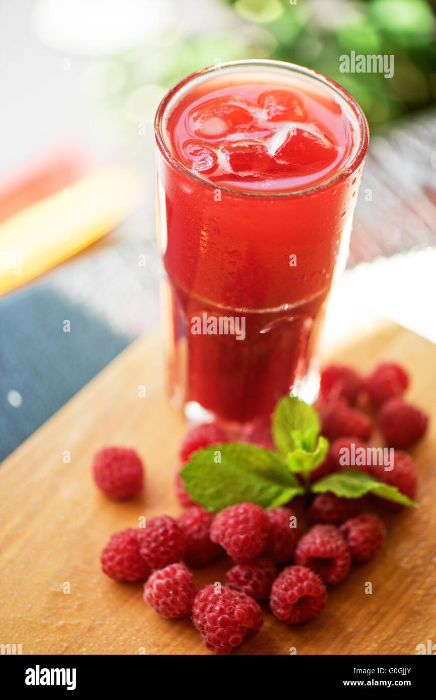 fruit drink with raspberries Stock Photo - Alamy