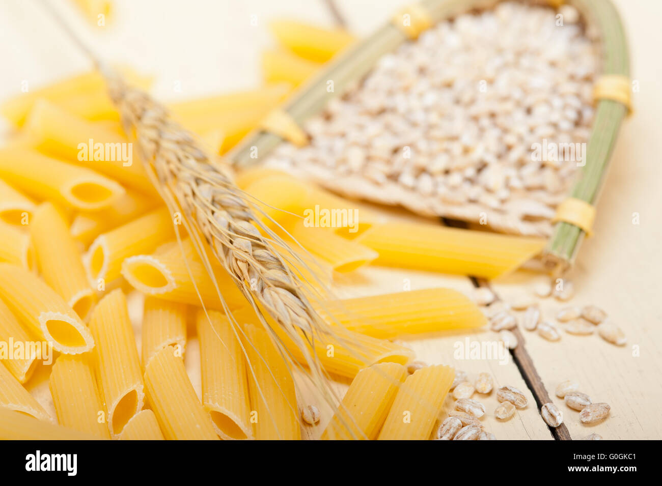 Italian pasta penne with wheat Stock Photo - Alamy