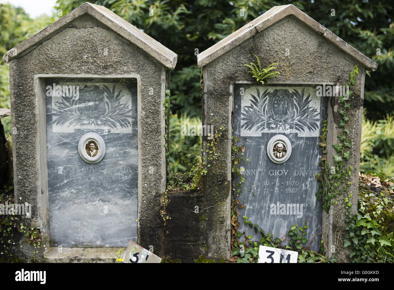 Graves on a valdensian Cemetery in the Pellice Valley Stock Photo - Alamy