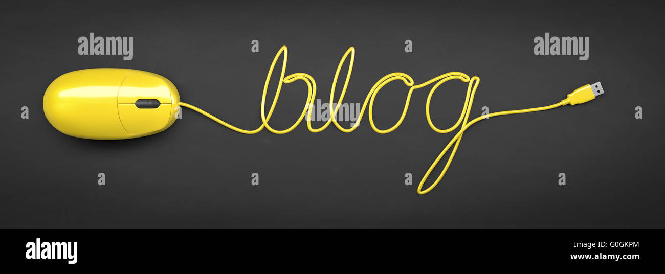 mouse with cable text blog Stock Photo - Alamy