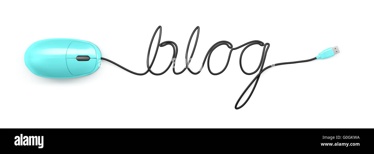 mouse with cable text blog Stock Photo - Alamy