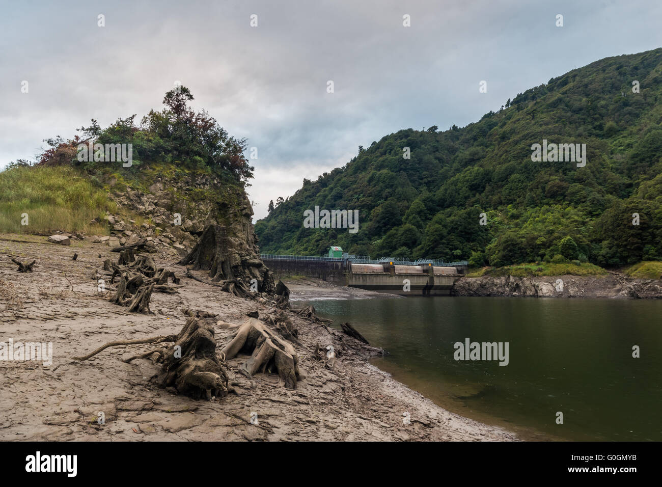 Very low water levels in this hydro dam lake Stock Photo - Alamy