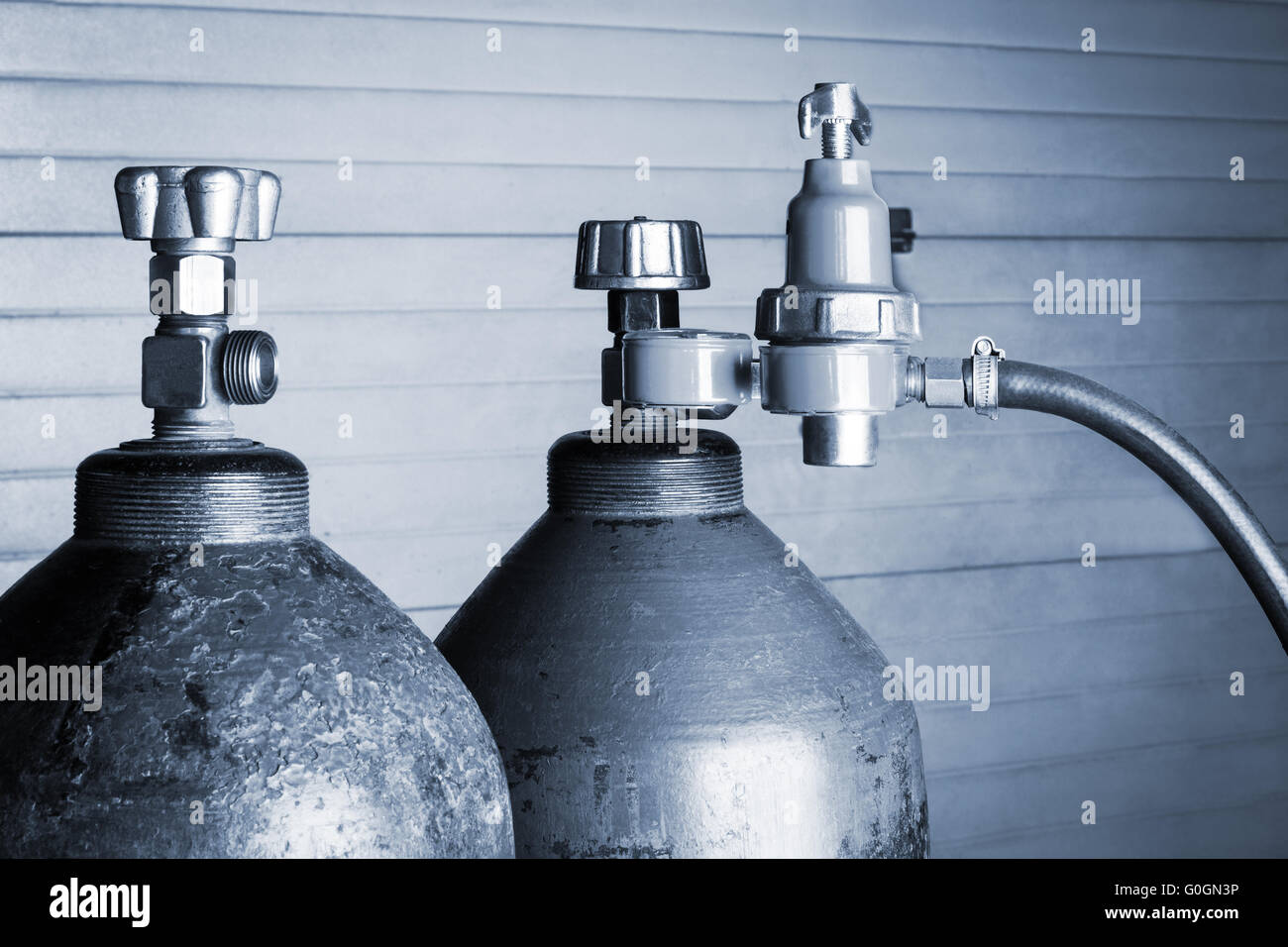 two oxygen cylinders Stock Photo - Alamy
