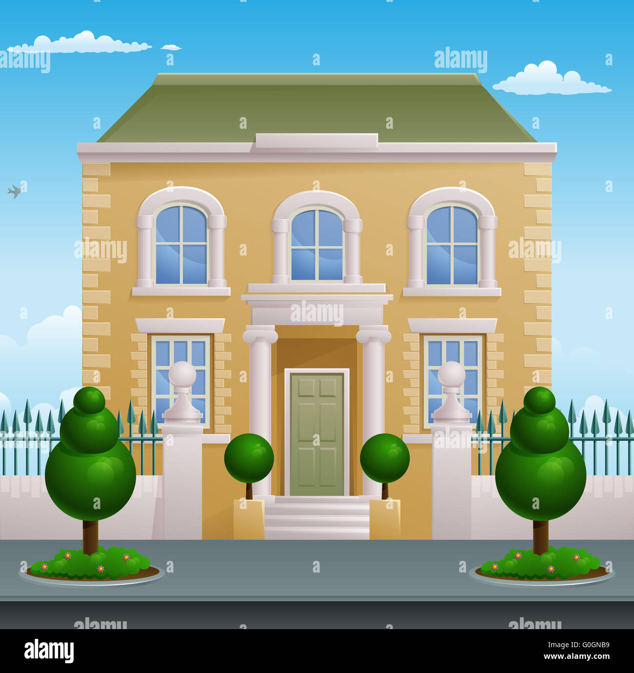 A Georgian or Victorian smart expensive town or country house building ...