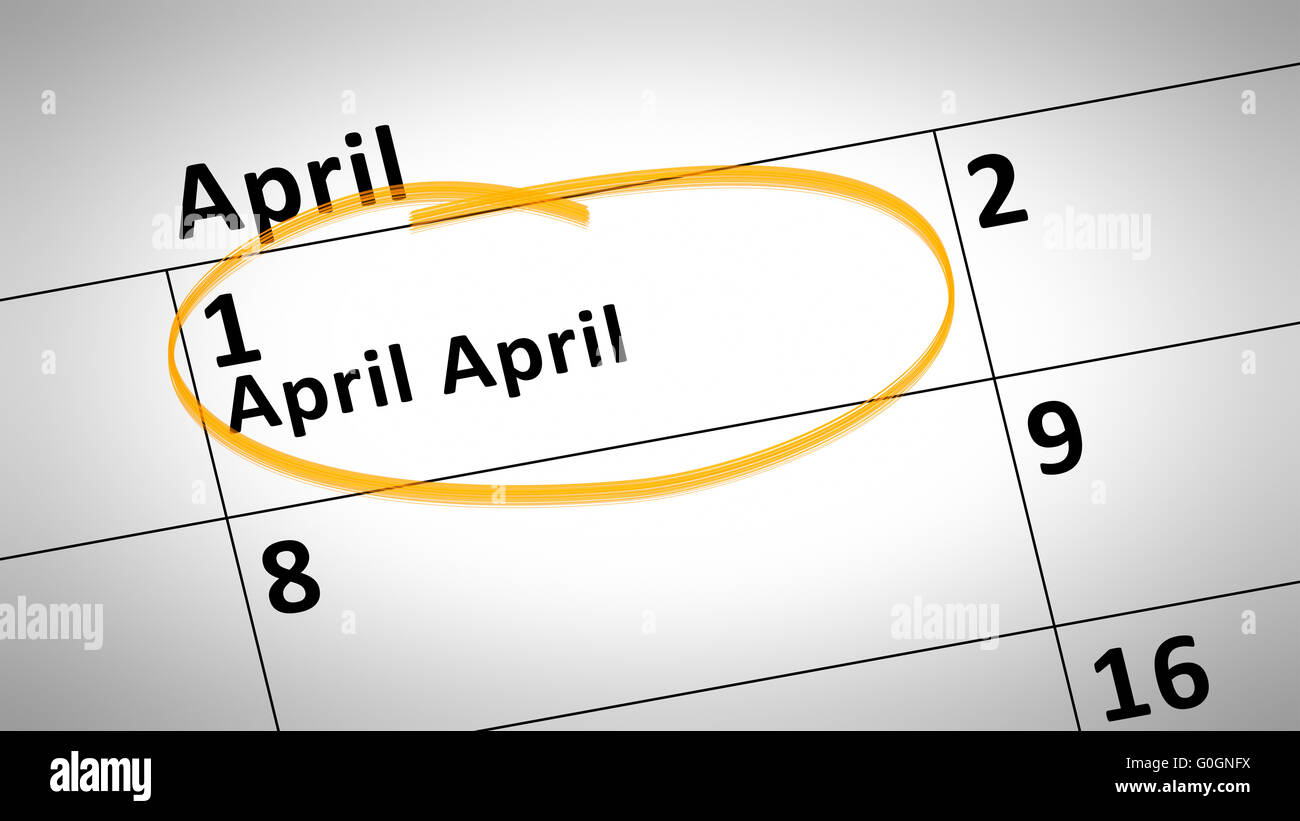 1st of April Calendar Stock Photo - Alamy