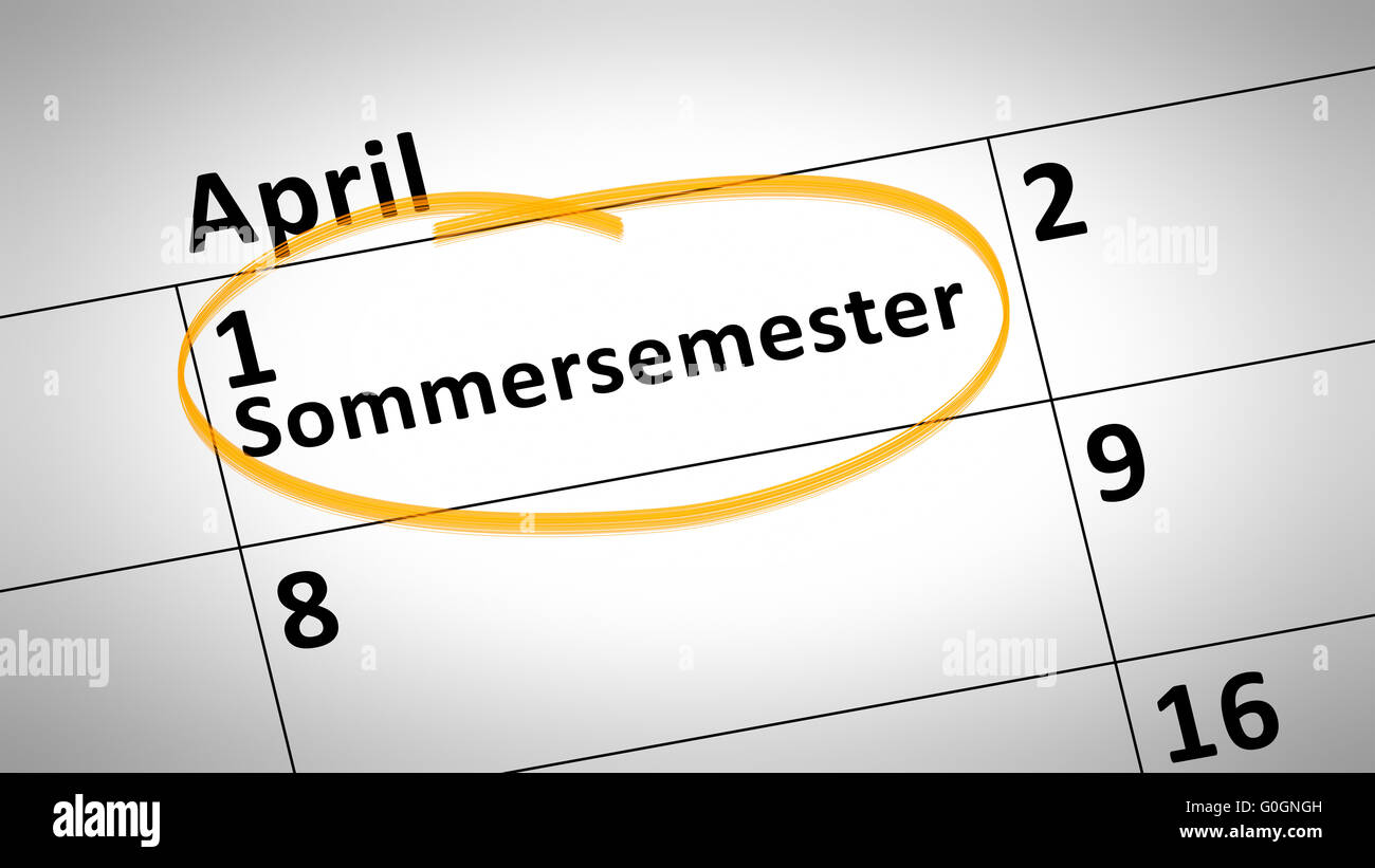 summer semester 1st of april in german language Stock Photo - Alamy