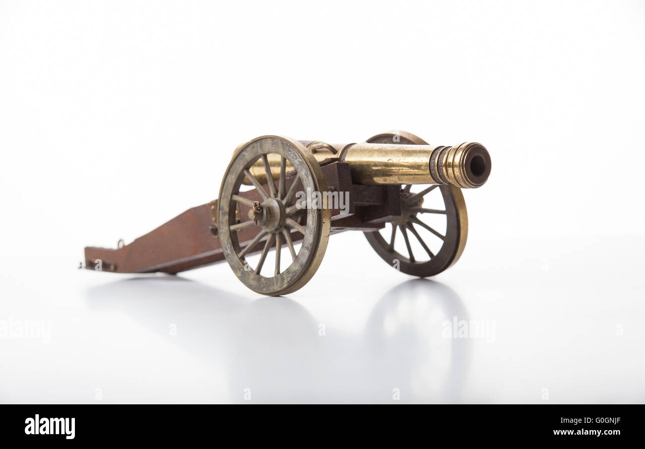 Old Cannon Model Isolated on White Stock Photo - Alamy