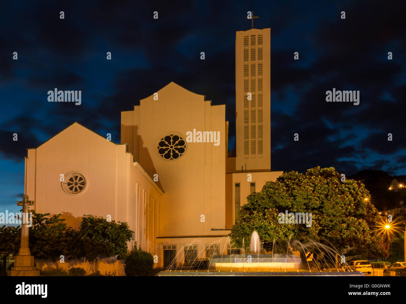 Waiapu Cathedral Napier standing tall with the last of the days light ...