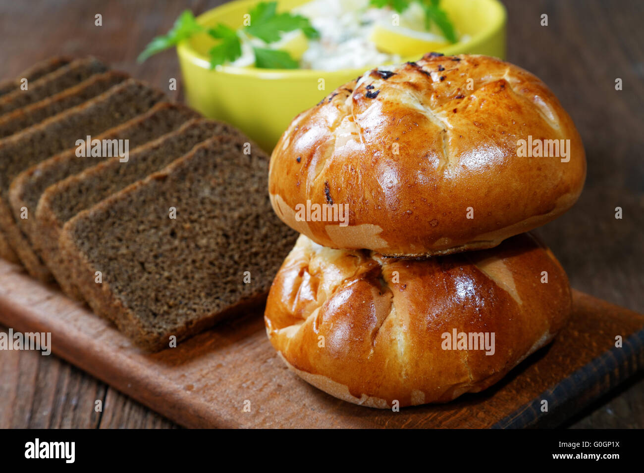 Plate salad bread rolls hi-res stock photography and images - Alamy