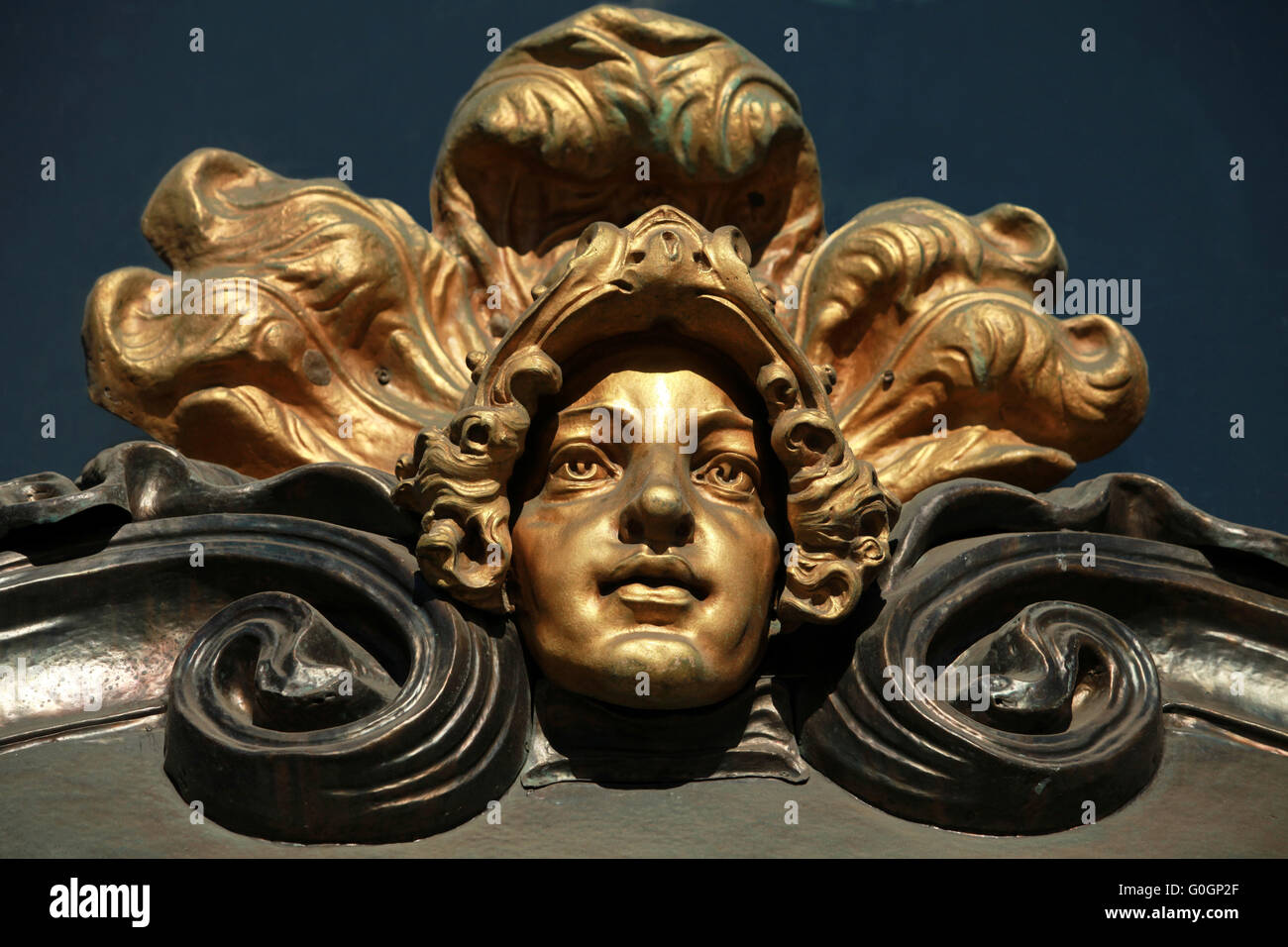 mascaron female head in the Baroque Stock Photo - Alamy