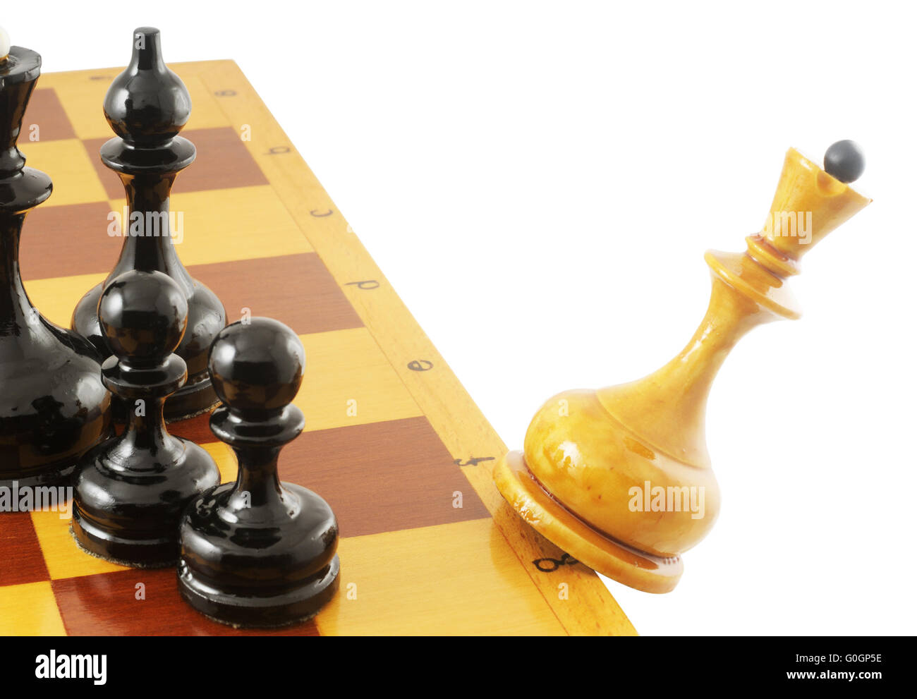 Falling white chess queen from chessboard isolated on white Stock Photo ...