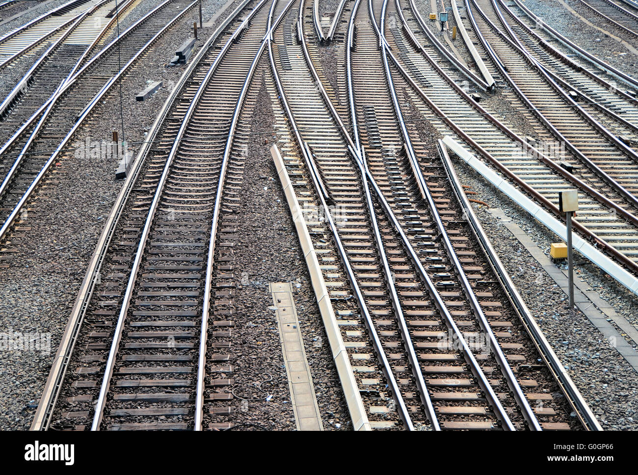 railroad tracks in the main station of Hamburg Stock Photo - Alamy