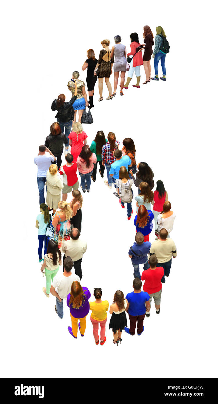 cipher six made from people isolated on the white background Stock ...