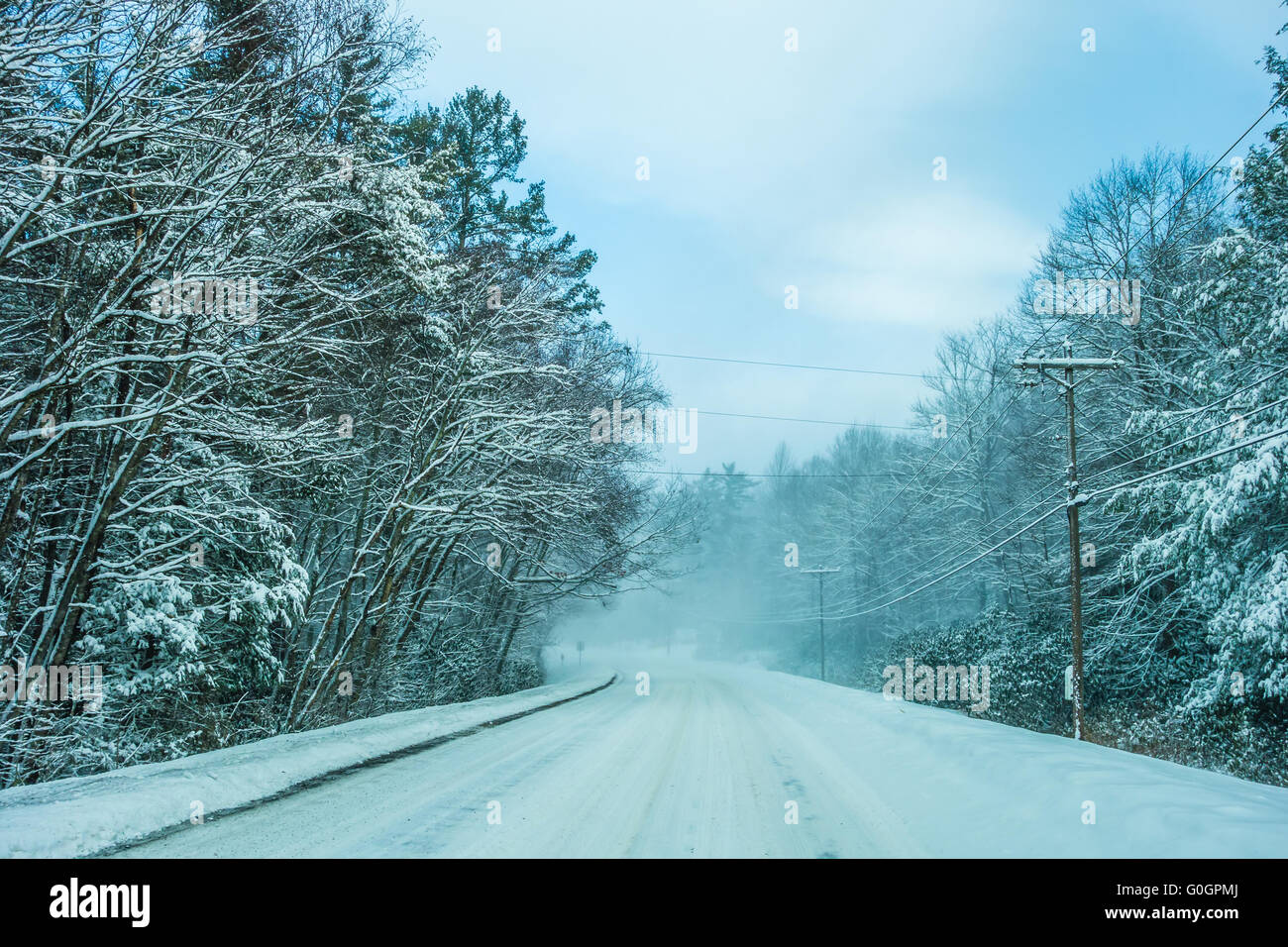 bad road conditions while driving in winter Stock Photo - Alamy