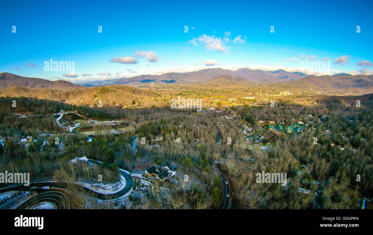 aerial view on mountains and landscape covered in snow Stock Photo - Alamy