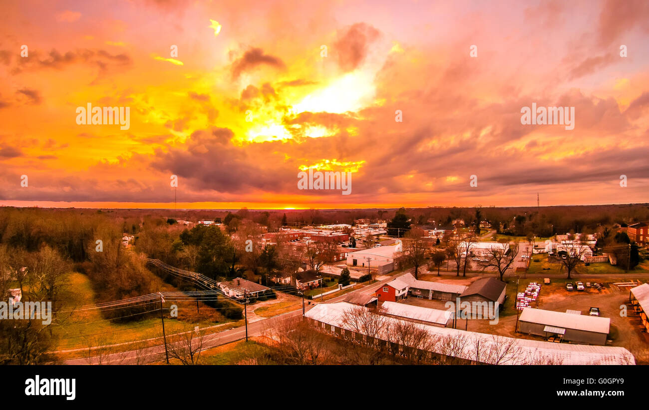 aerial view over york south carolina at sunset Stock Photo - Alamy