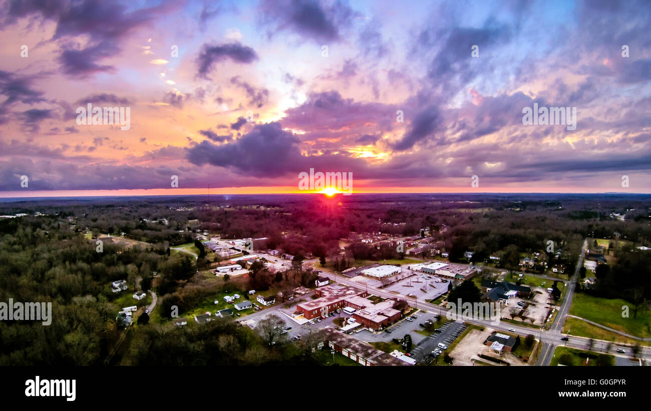 aerial view over york south carolina at sunset Stock Photo - Alamy