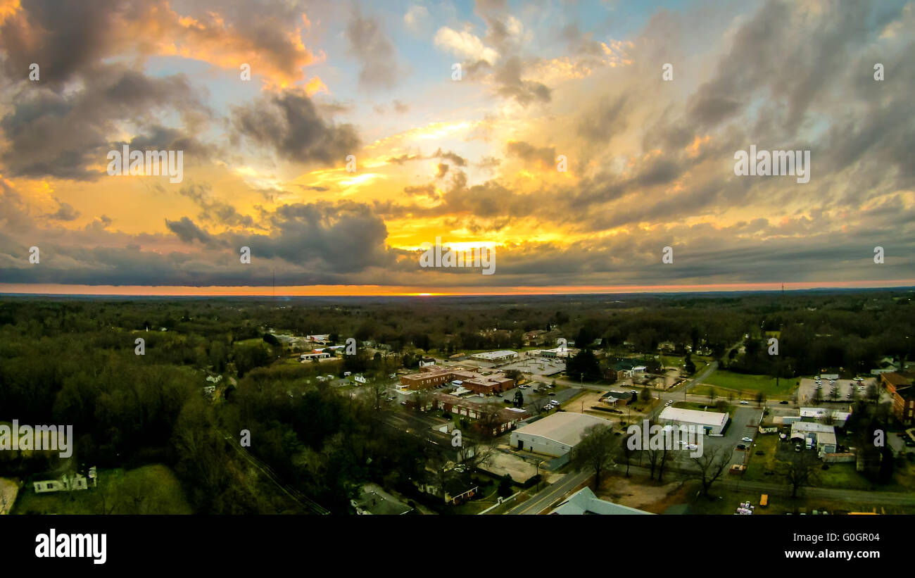 aerial view over york south carolina at sunset Stock Photo - Alamy