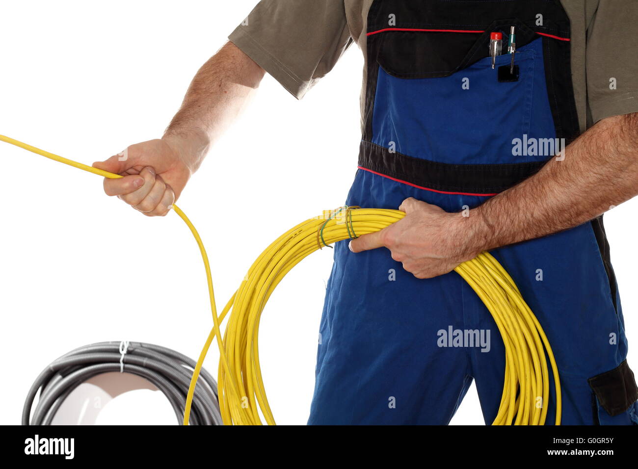 installing a data cable Stock Photo - Alamy