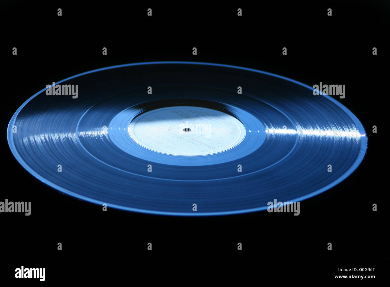 Vinyl record blue dark black Stock Photo - Alamy