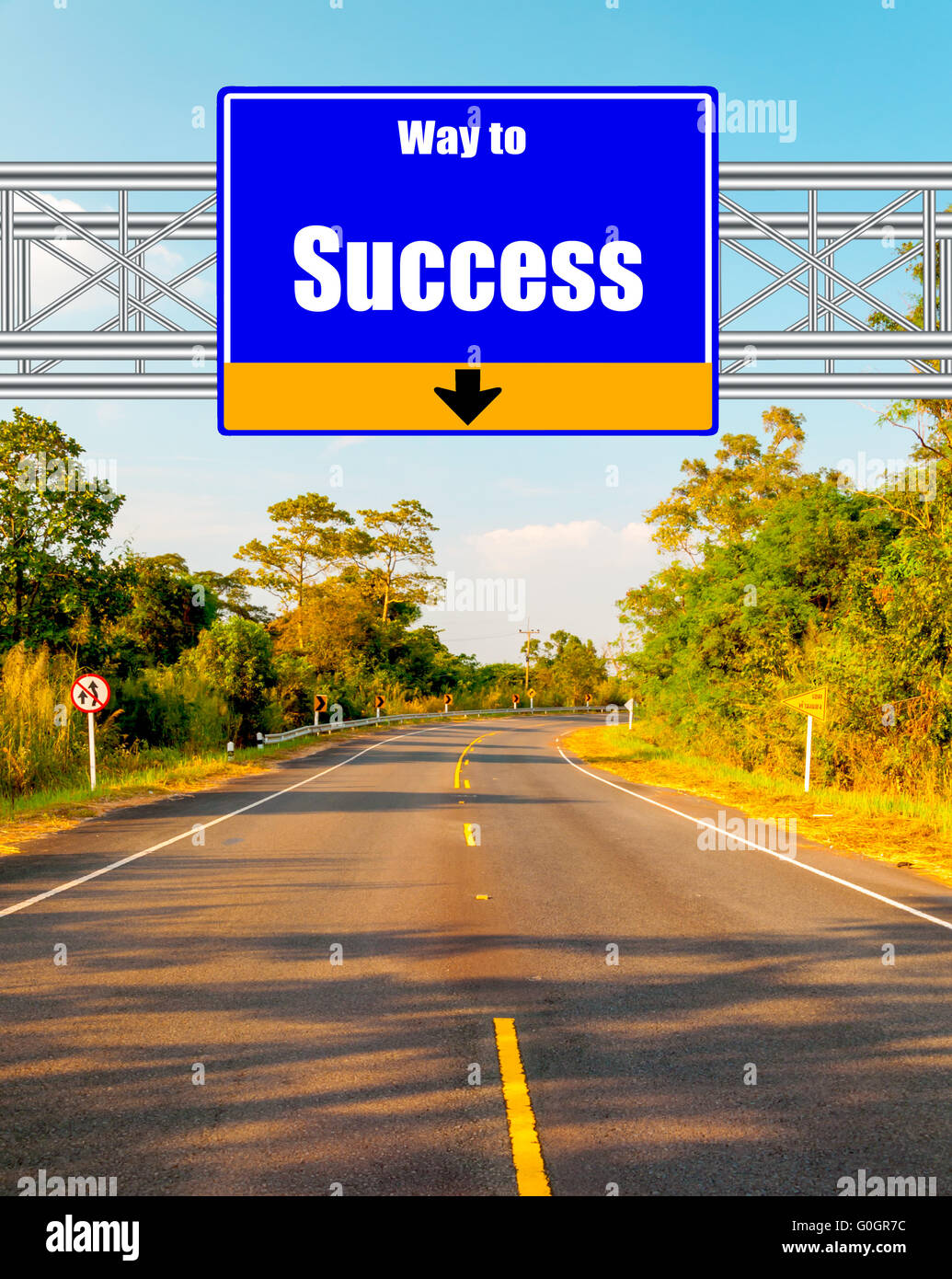 Road Sign concept Country Road and landscape Stock Photo - Alamy