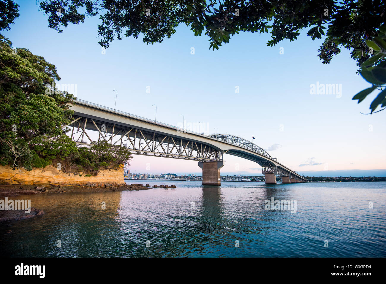 Auckland harbour bridge at dusk Stock Photo - Alamy