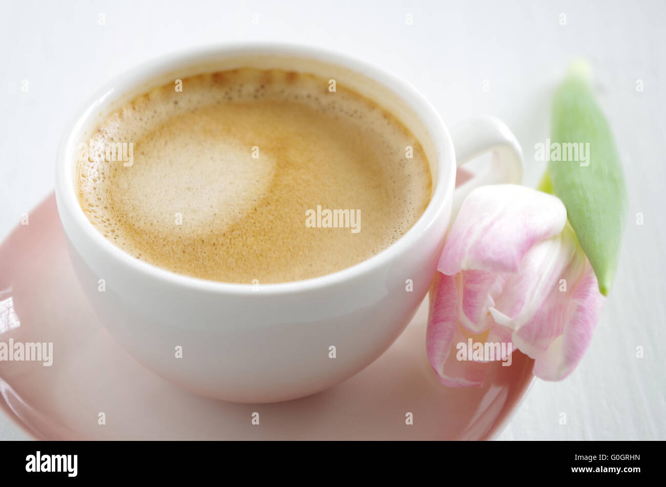 coffee and tulip Stock Photo - Alamy