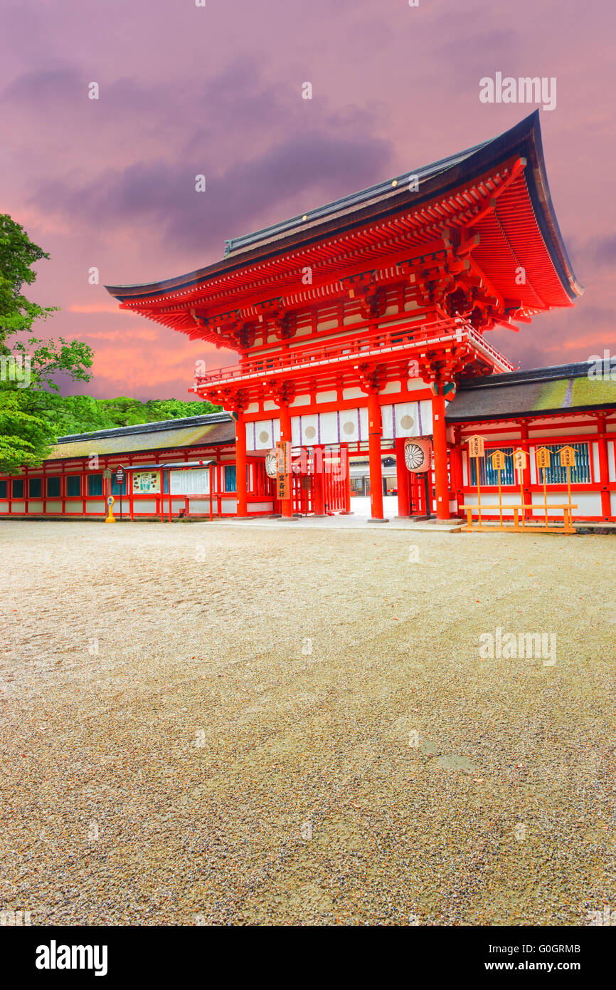 Shimogamo Shrine Angled Main Front Sunset Sky V Stock Photo - Alamy
