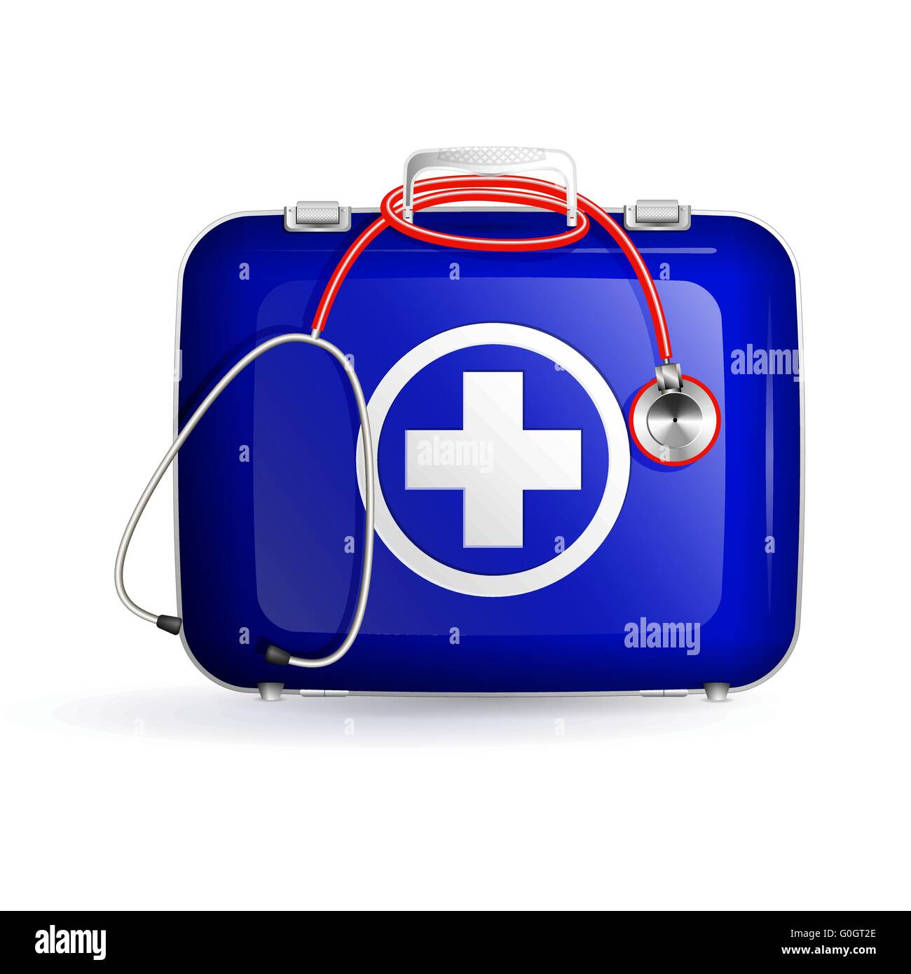 first aid box with stethoscope on white background Stock Vector Image ...